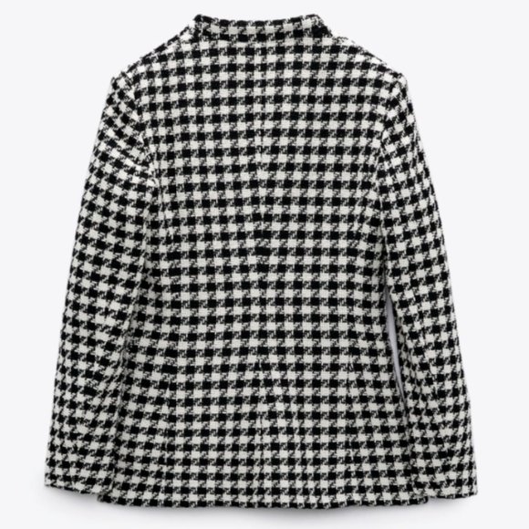 Zara | Jackets & Coats | Zara Women New Textured Houndstooth Jacket ...